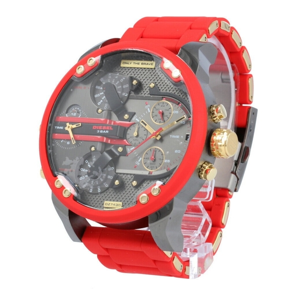 Diesel | Accessories | New Diesel Mr Daddy Red Silicone Mens Watch ...